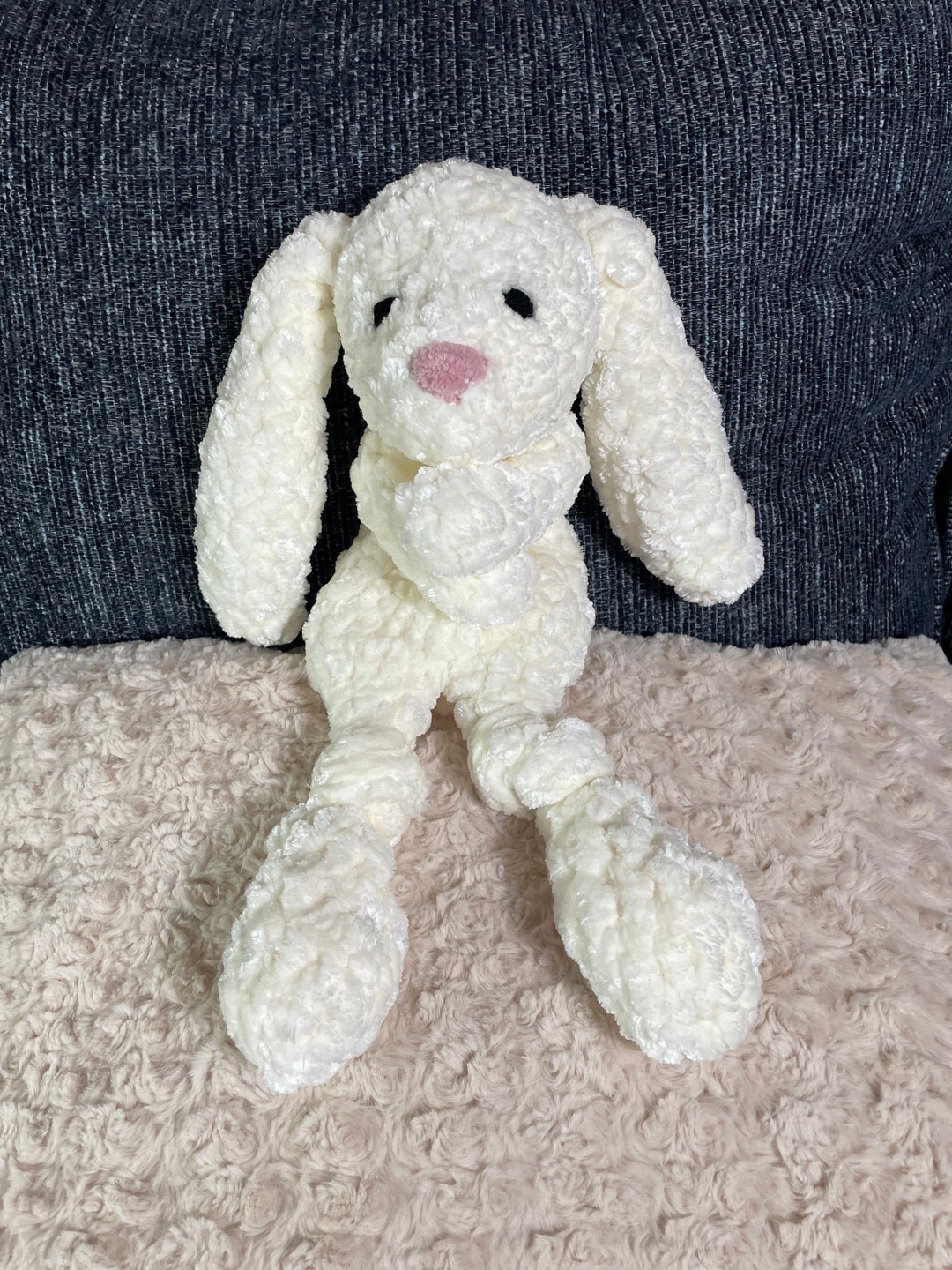 Bunny Rabbit Velvet Plushie, Hand Crocheted Lovey, Snuggler Toy - Etsy