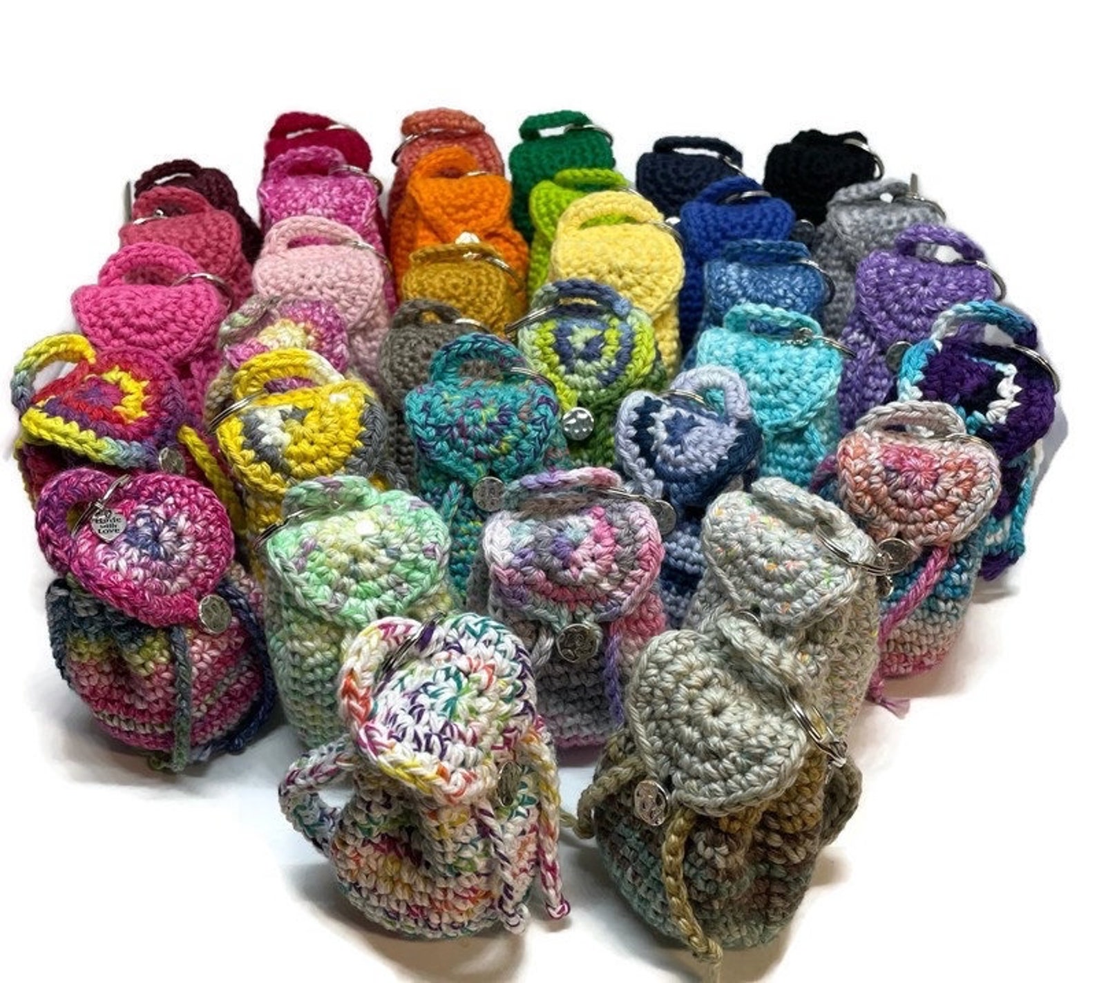 Mini Crochet Backpack Keychain Made With 100% Cotton Yarn NEW - Etsy