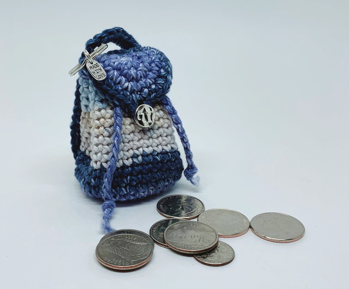 Mini Crochet Backpack Keychain made with 100% cotton yarn a 1 | Etsy