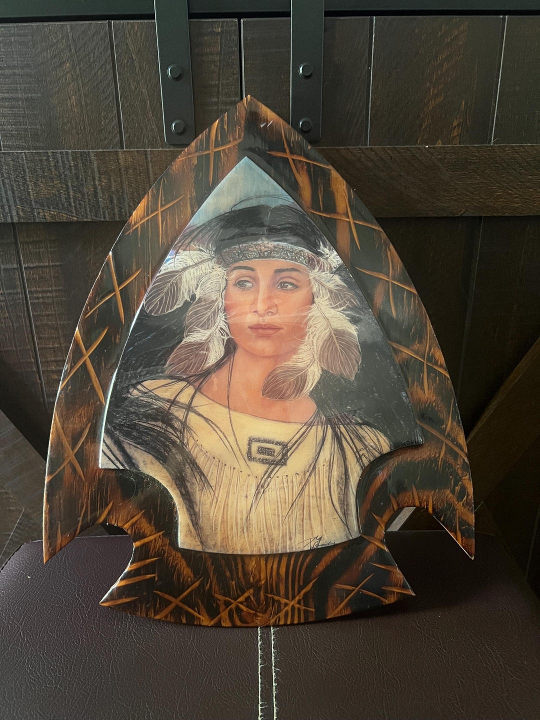 Vintage 90s Jonnie K Kostoff Native American Woman Wall Art, Arrowhead ...