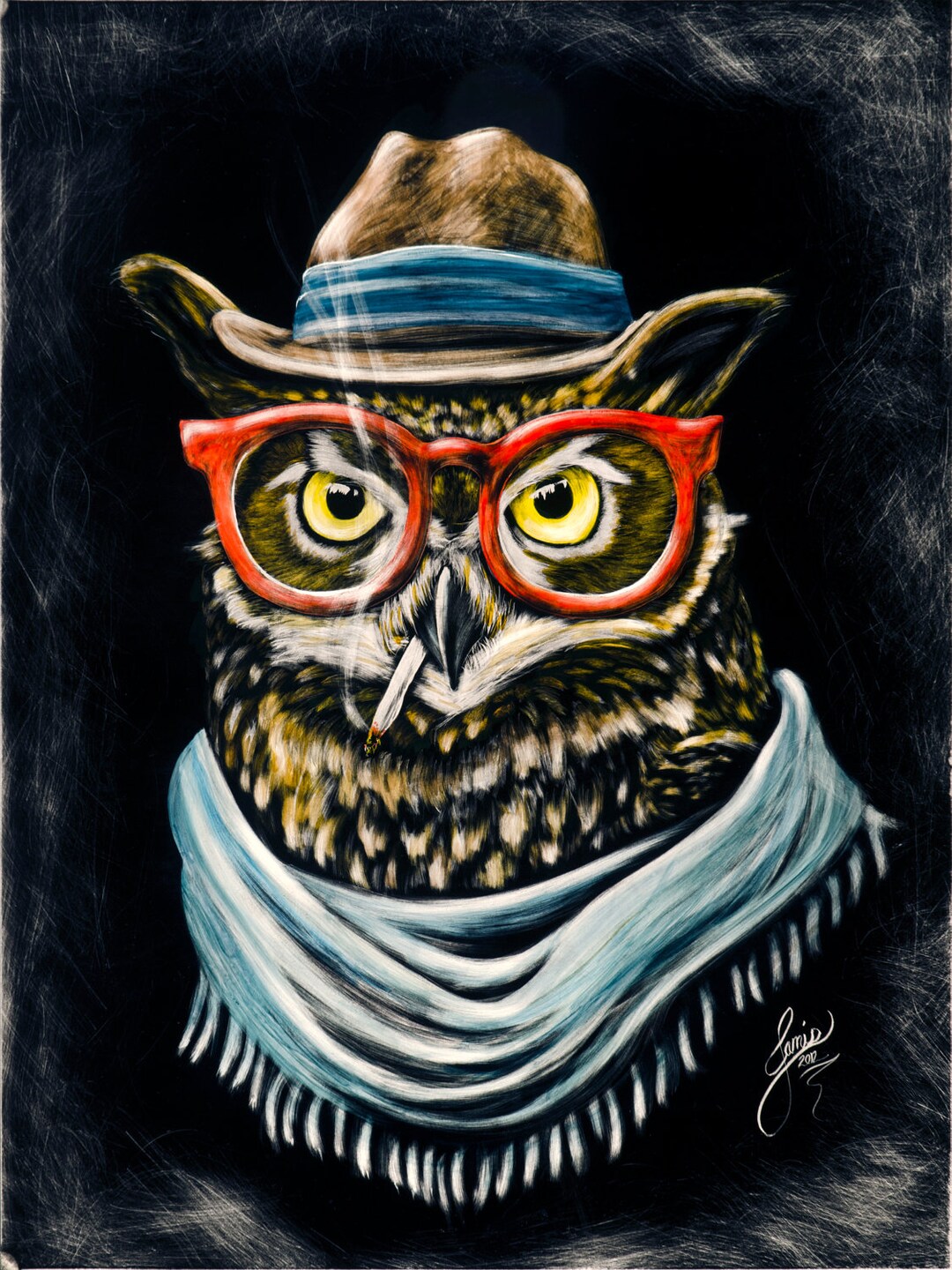 Judgemental Owl- Scratchboard Print - Etsy