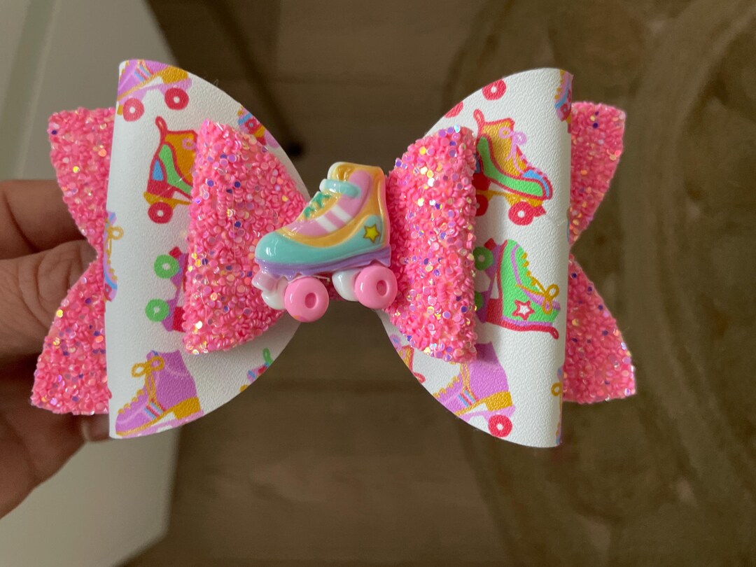 Roller Skate Bow, Disco Party Hair Bow, Groovy Bow for Girl, Retro Hair ...