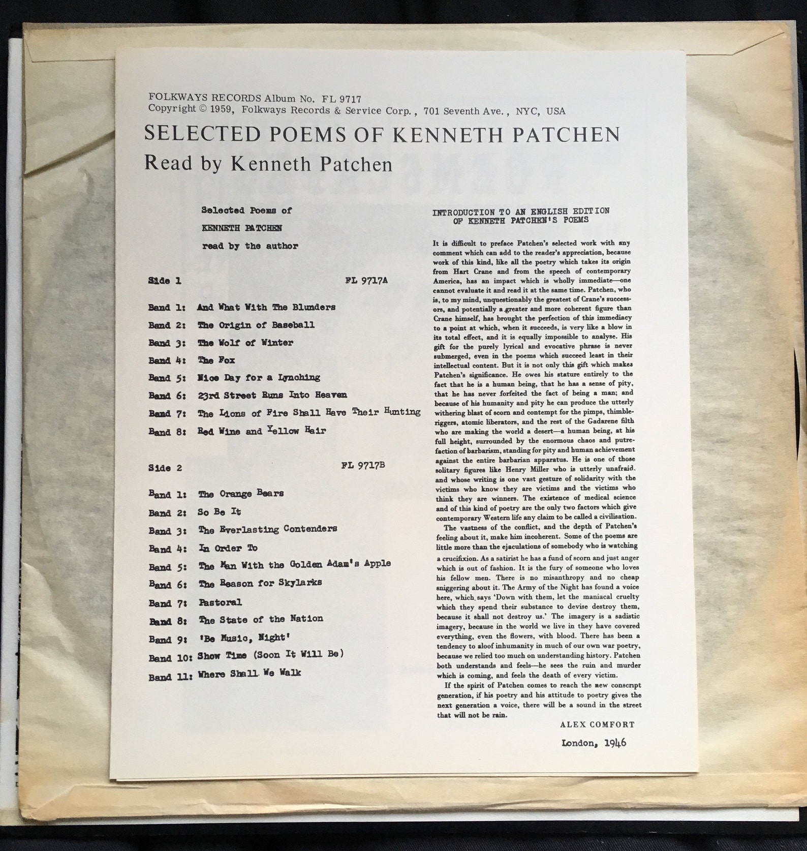 Selected Poems of Kenneth Patchen Read by Kenneth Patchen | Etsy