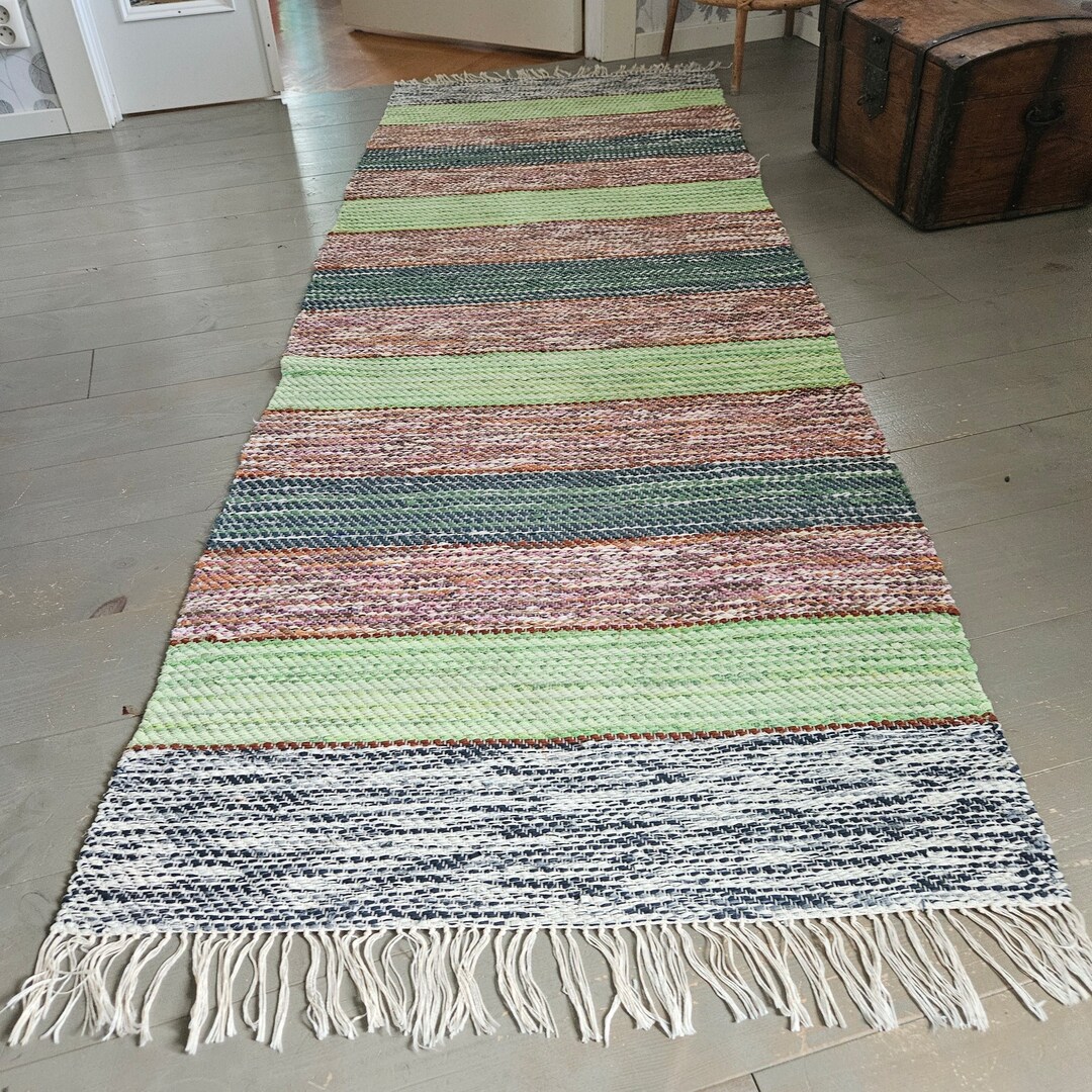 Handwoven Swedish Rag Rug: Rustic Vintage Carpet (91x33 Inch) - Etsy