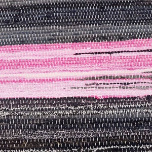 Lovely Swedish Handwoven Black/pink Rag Rug / Carpet / Teppich in Mint ...