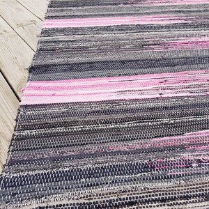 Lovely Swedish Handwoven Black/pink Rag Rug / Carpet / Teppich in Mint ...