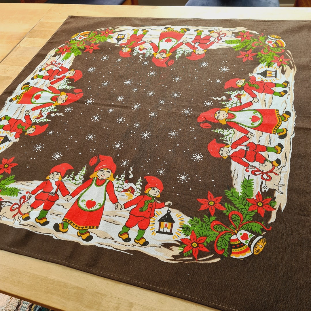 Cute Christmas Decor Printed Santa Claus Tablecloth in Cotton - Etsy