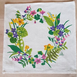 Printed Signed Tablecloth With Flowers in Linen From Sweden - Etsy