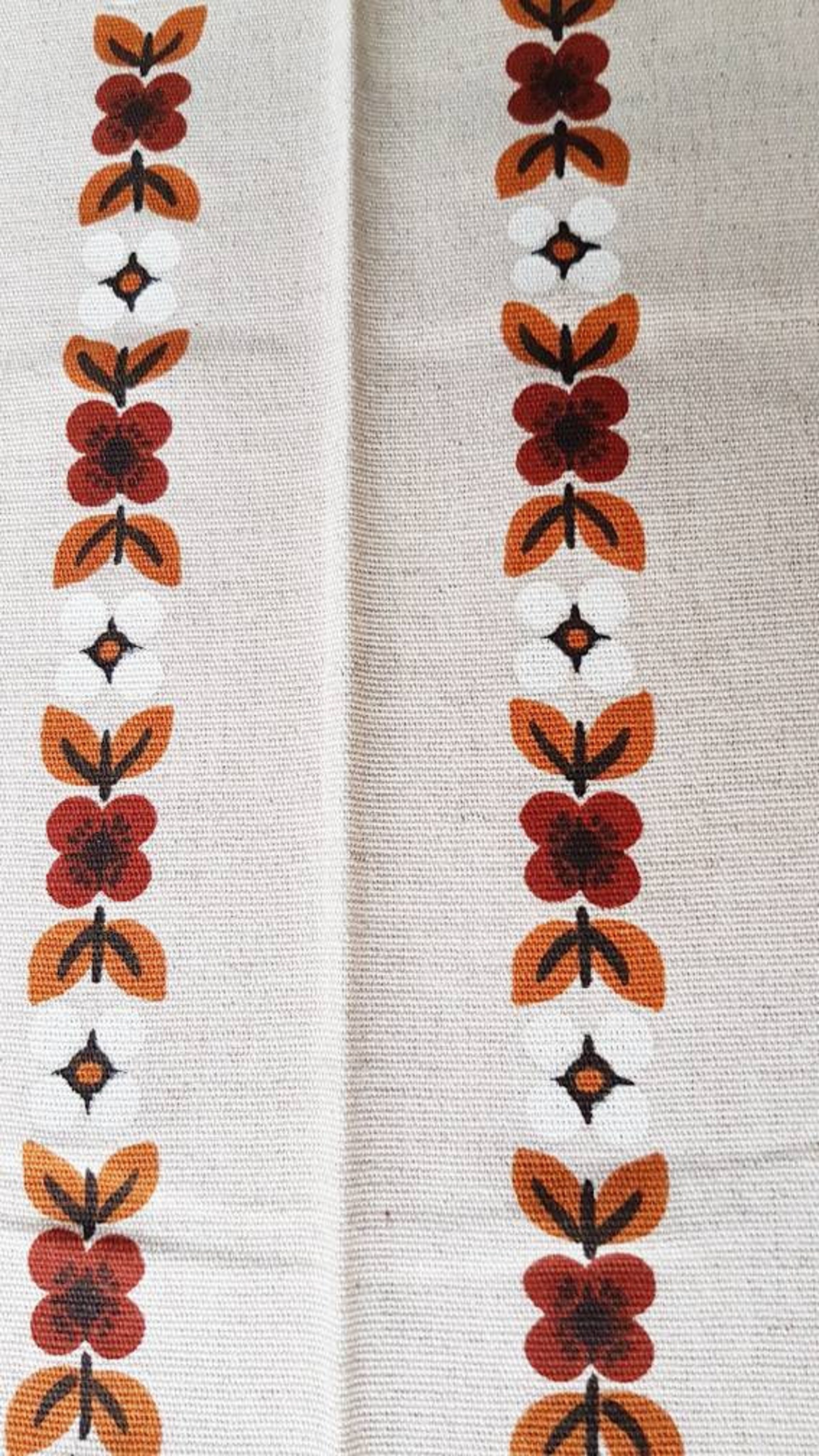 Retro Big Flower/kurbits Printed Tablerunner in Cotton From - Etsy