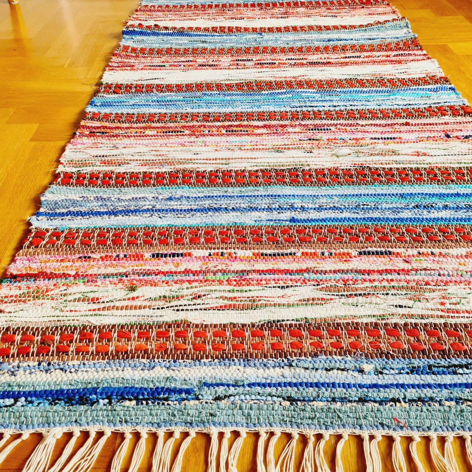 Vintage Swedish Handwoven Rag Rug: 83x29 Colorful Carpet - Etsy