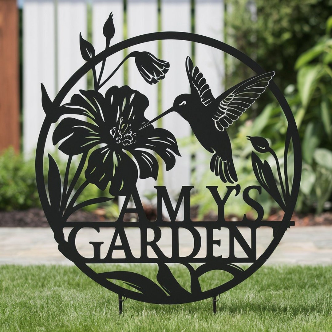 Custom Flowers Metal Garden Sign, Flower Garden Sign, Flower Design ...