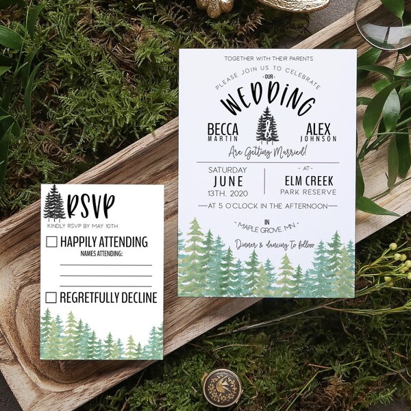Woodsy Wedding Invitation - Etsy