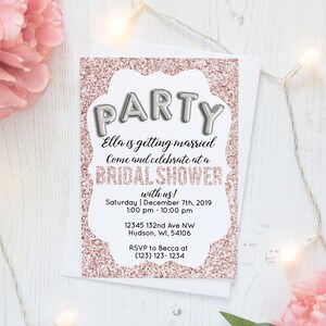 Rose Gold Bridal Shower Invitation Bridal Shower Template - Etsy