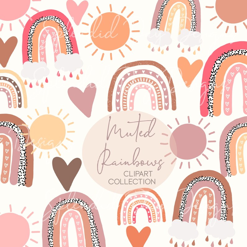 Muted Rainbow Clip Art Fall Clip Art Autumn Rainbow Heart - Etsy Canada