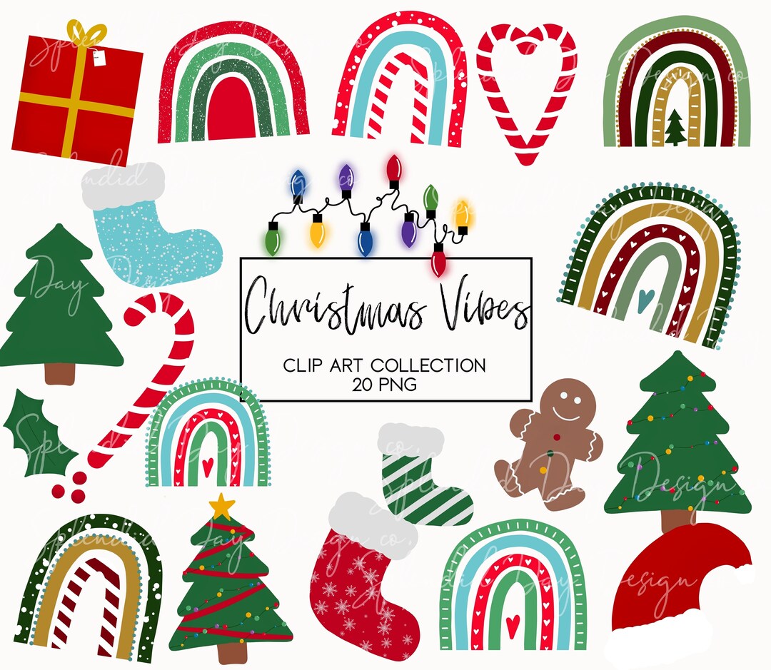 Christmas Clipart, Christmas Rainbow, Winter Clipart, Clipart for ...