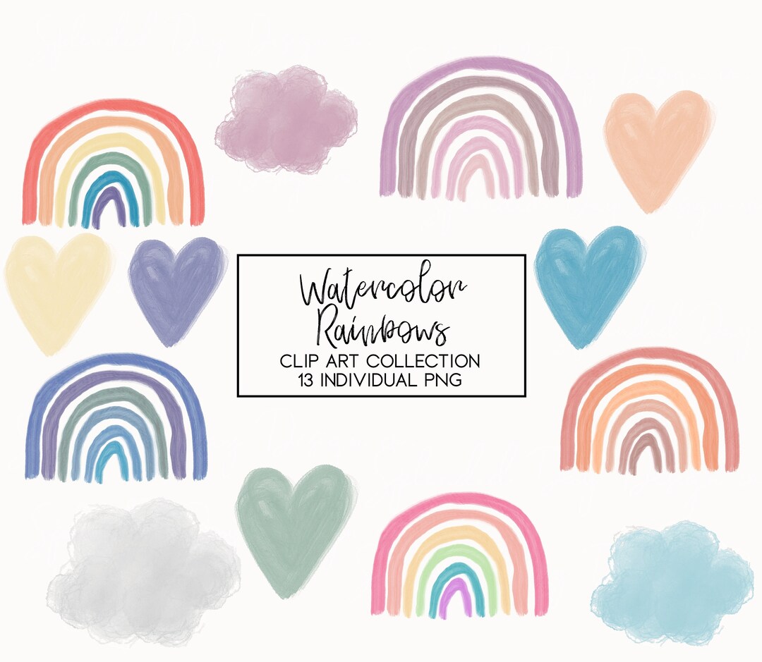 Watercolor Rainbow Clip Art, Watercolor Clip Art, Watercolor Rainbow ...