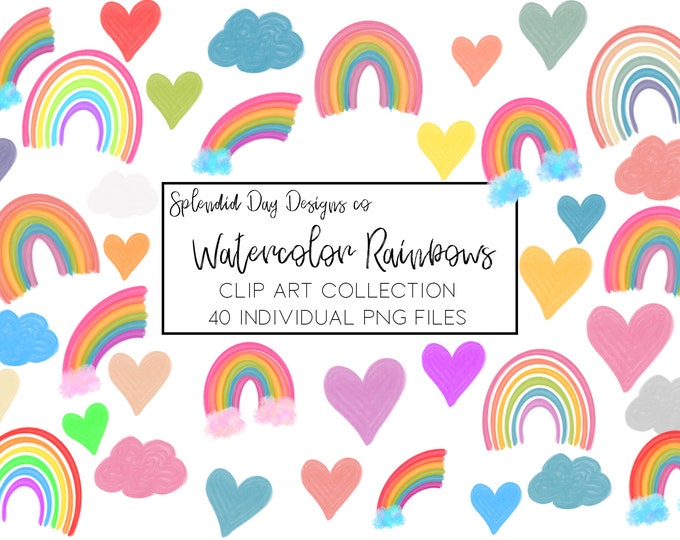 Watercolor Rainbow Clip Art Watercolor Rainbow Watercolor - Etsy
