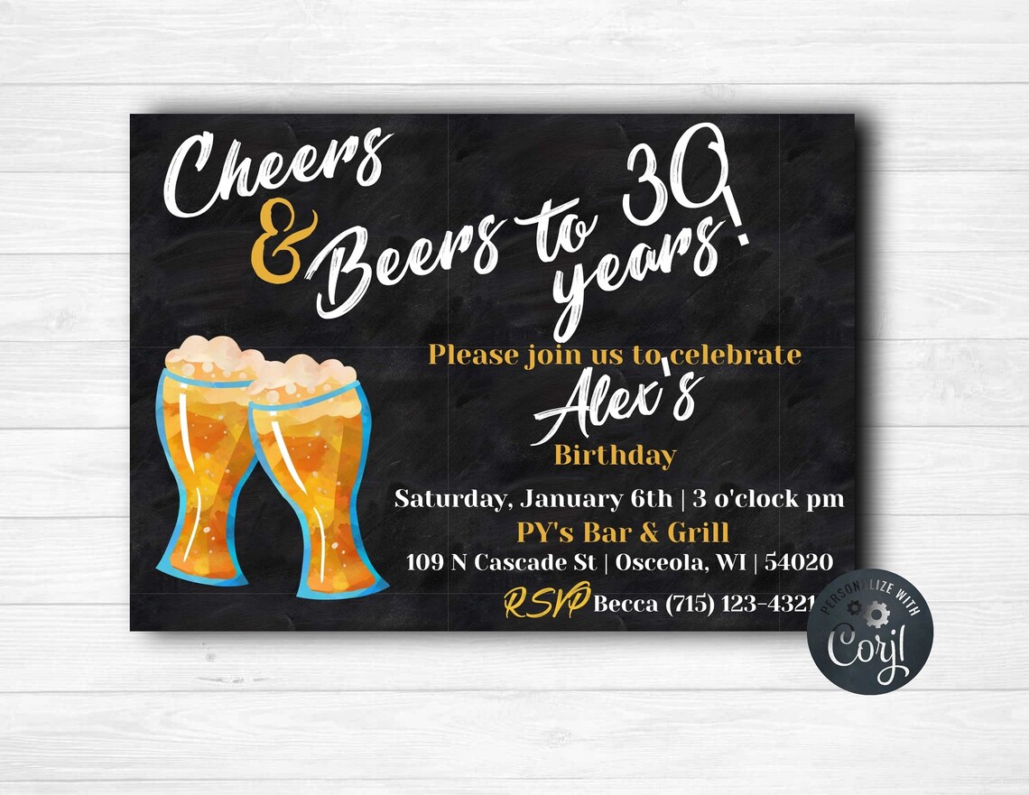 Beer Birthday Invitation Beer Birthday Beer Birthday Card - Etsy