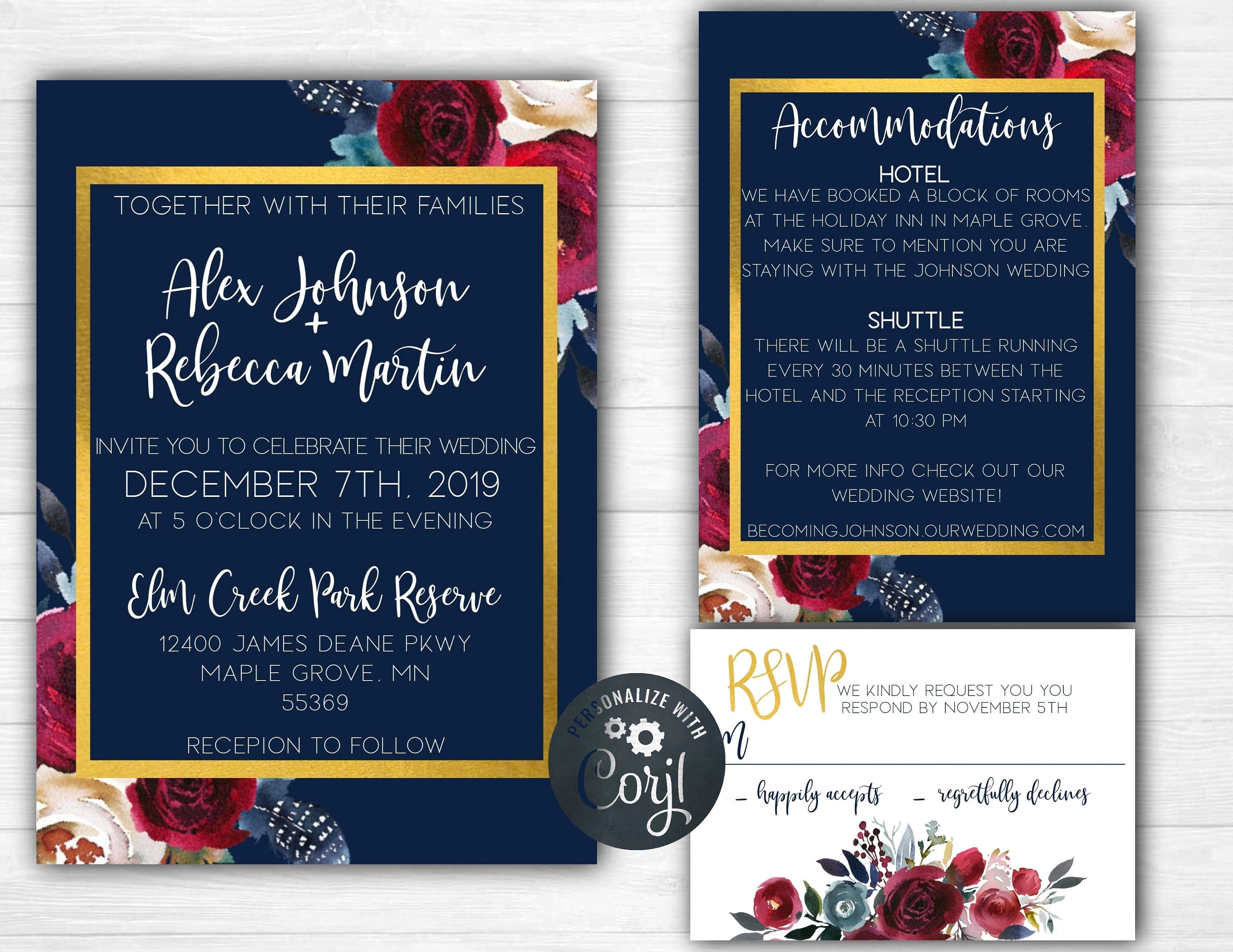 Winter Wedding Invitation Snow Wedding Invitation Template | Etsy