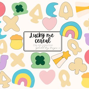 Happy Cereal Clip Art, Heart Stars and Clovers, Cereal Clip Art, 90s ...