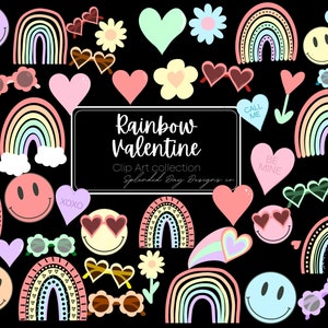 Rainbow Valentine Clipart, Valentine’s Day Clip Art, Groovy Clip Art ...