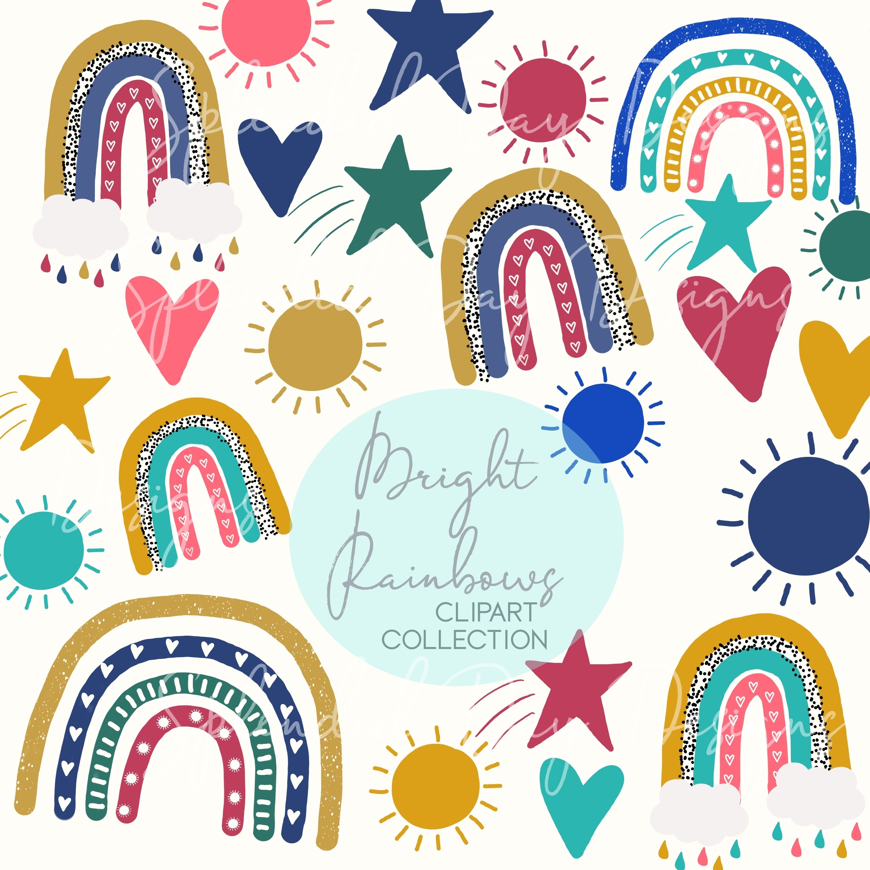 Rainbow Clipart Massive Rainbow Value Pack Png Clipart | Etsy