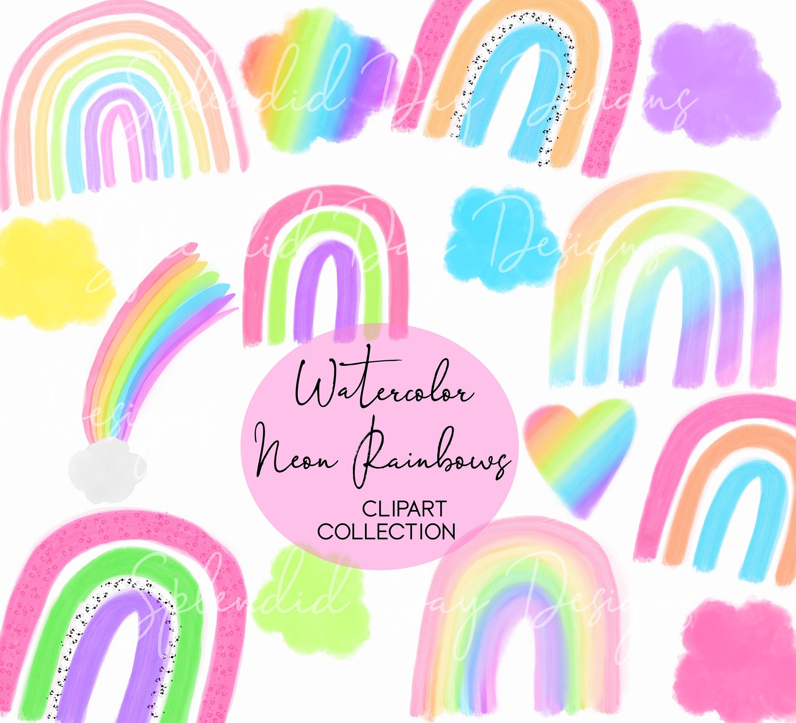Watercolor Rainbow Clip Art Watercolor Clip Art Watercolor | Etsy