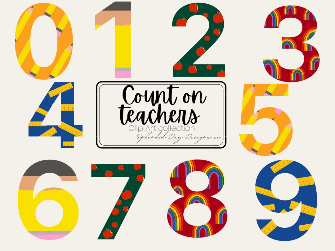 School Numbers Clipart, Classroom Art, Clip Art for Teachers, Counting ...