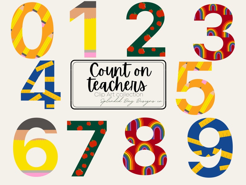 School Numbers Clipart Classroom Art Clip Art for Teachers - Etsy