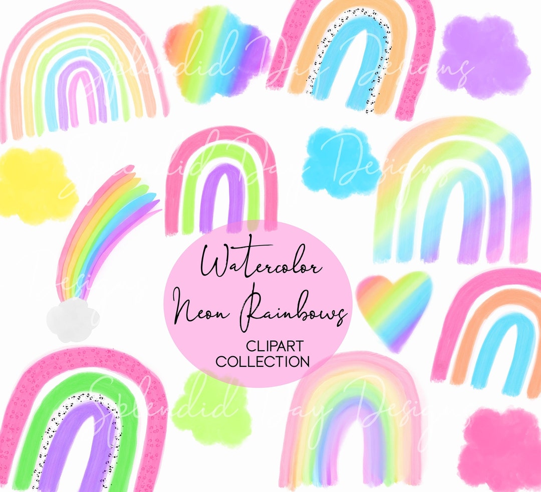 Watercolor Rainbow Clip Art, Watercolor Clip Art, Watercolor Rainbow ...