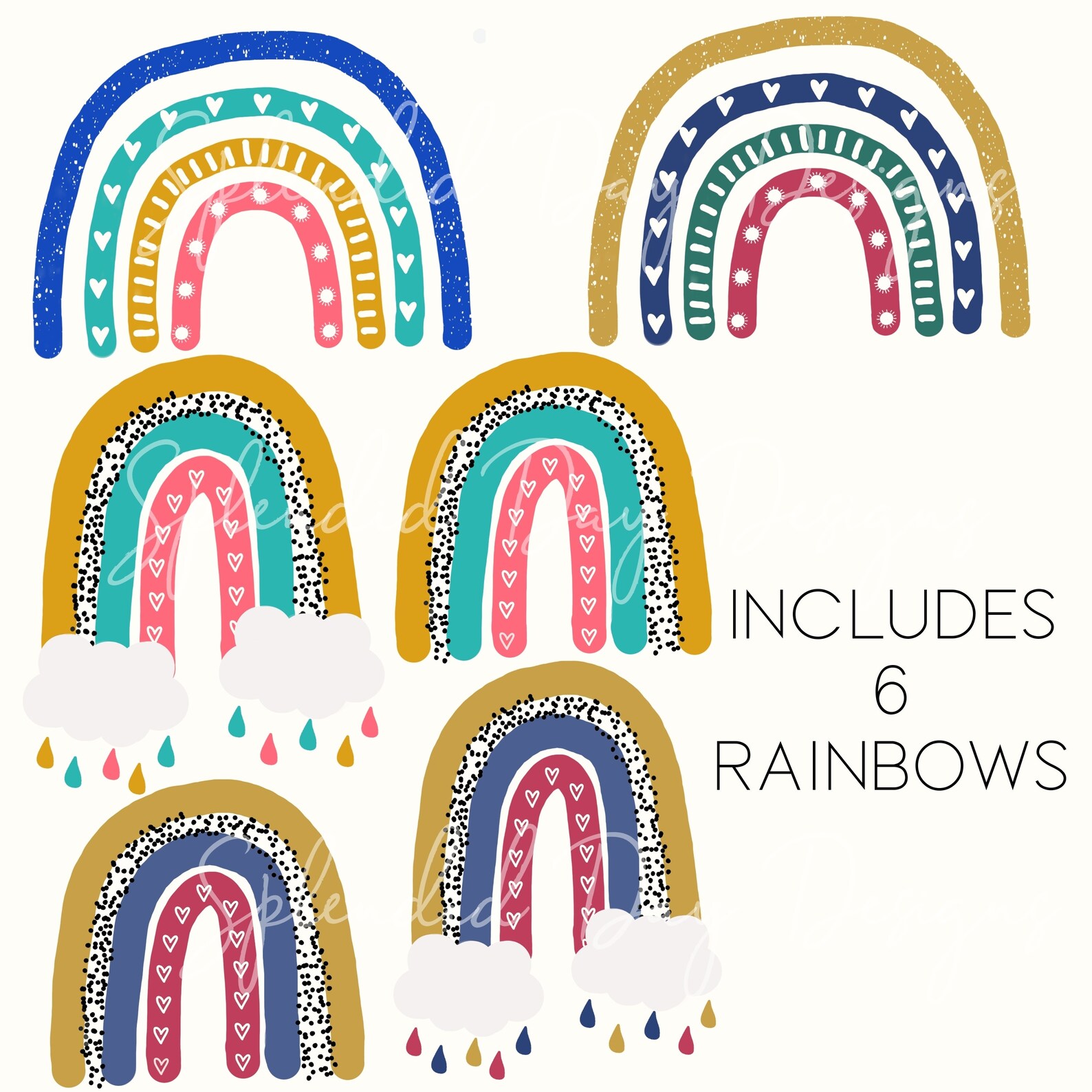 Bright Rainbow Clip Art Fall Clip Art Autumn Rainbow Heart - Etsy