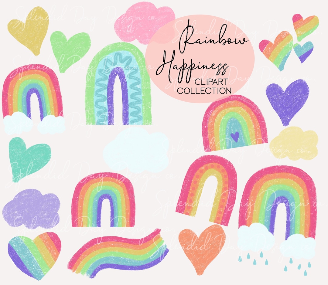 Bright Rainbow Clip Art, Spring Clip Art, Spring Rainbow, Heart, Baby ...