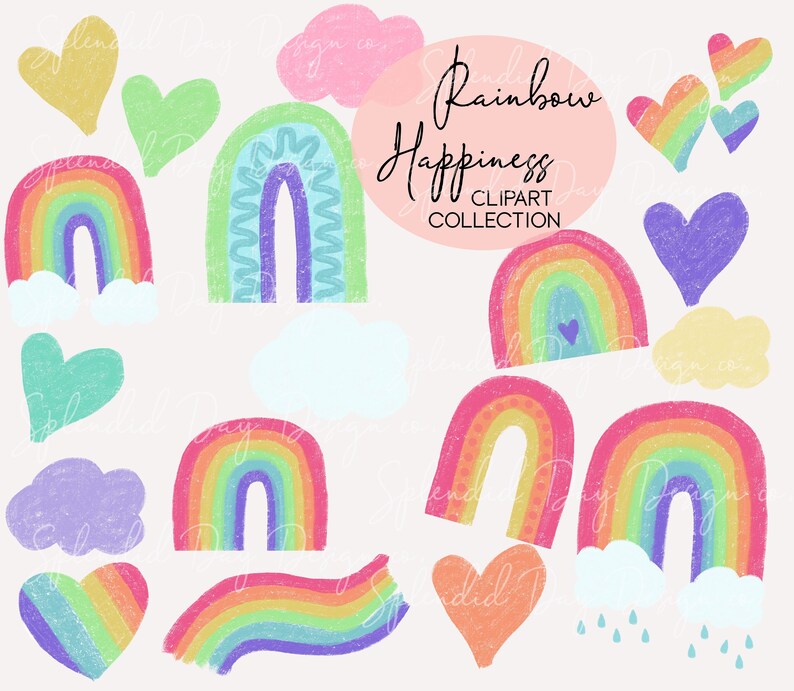 Bright Rainbow Clip Art Spring Clip Art Spring Rainbow - Etsy UK