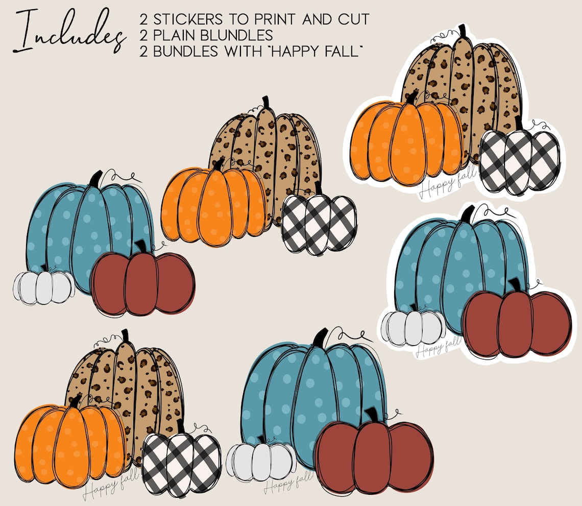 Fall Pumpkin Clip Art Fall Clip Art Autumn Rainbow Happy - Etsy