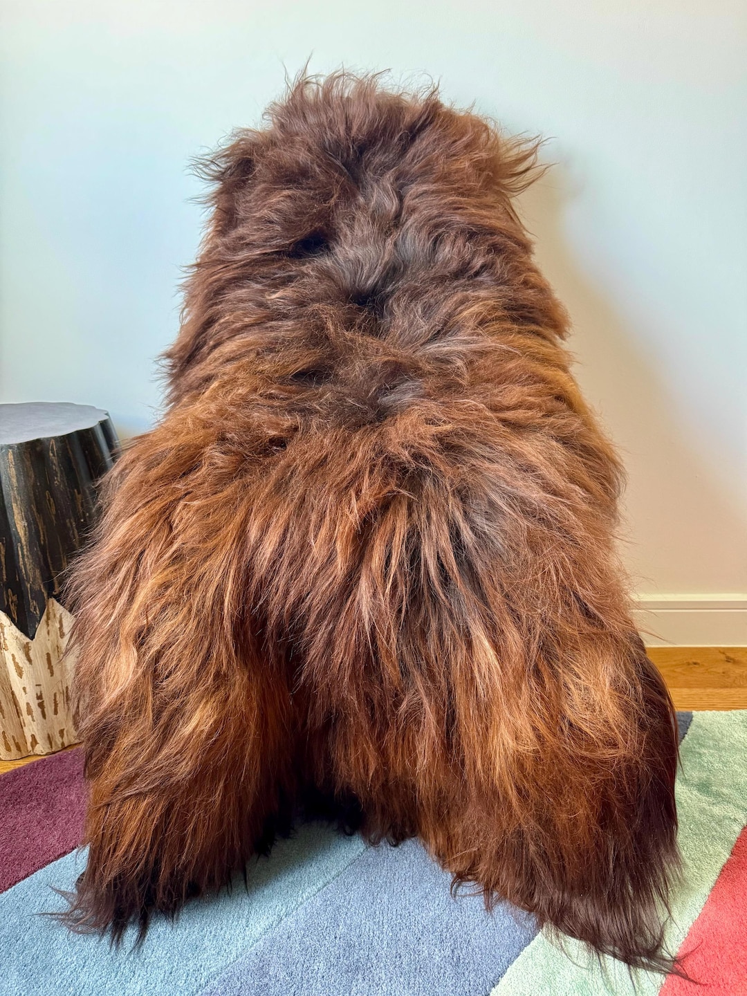 XXL Icelandic Sheepskin Rug: Natural Reddish Brown Long Wool Fur - Etsy