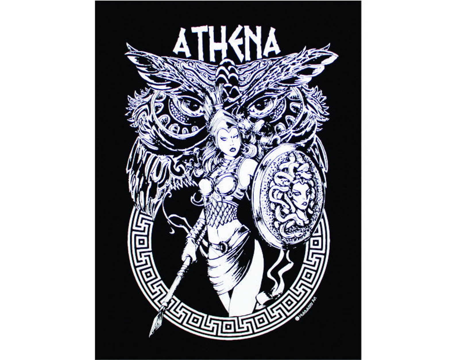 Athena Athene With Medusa Shield Greek Goddess T-shirt WH - Etsy