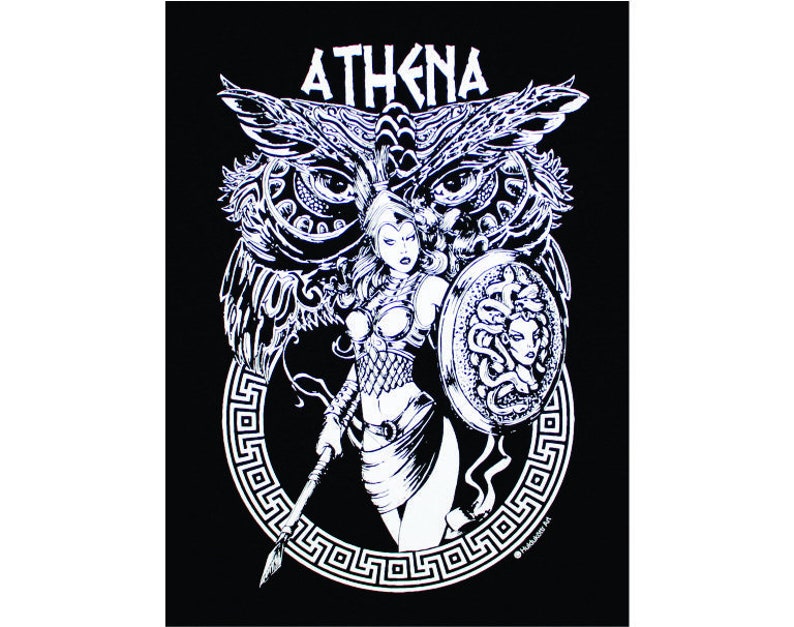Athena Athene with Medusa Shield Greek Goddess T-Shirt WH | Etsy