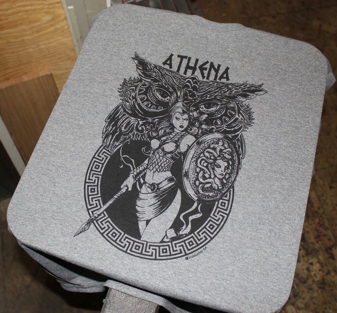 Athena Athene With Medusa Shield Greek Goddess T-shirt BL - Etsy