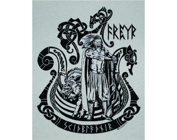 Freyr Norse God Viking Rune T-shirt BL - Etsy