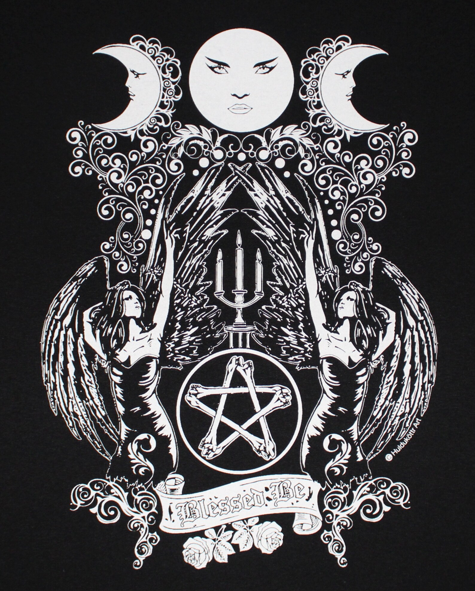 Blessed Be Triple Moon Pentagram Wiccan T-shirt WH - Etsy