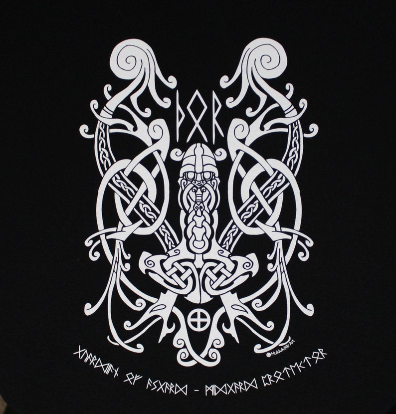 Donar Thor's Hammer Knot Mjolnir God Rune Viking T-shirt WH - Etsy