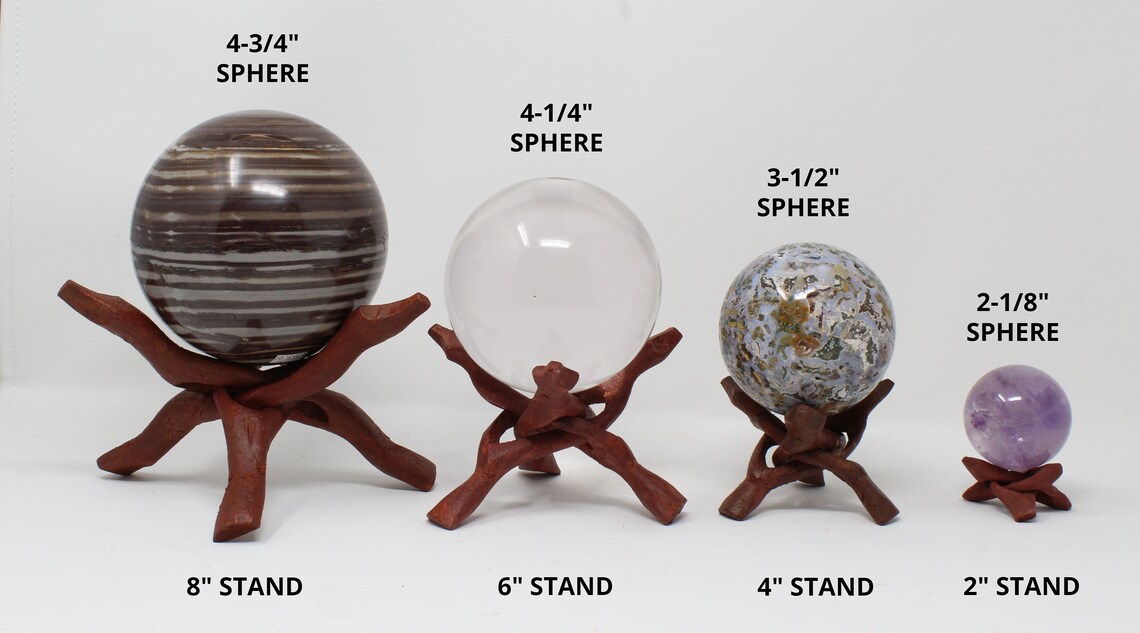 Wood Sphere Stand Stained 4 Sizes - Etsy