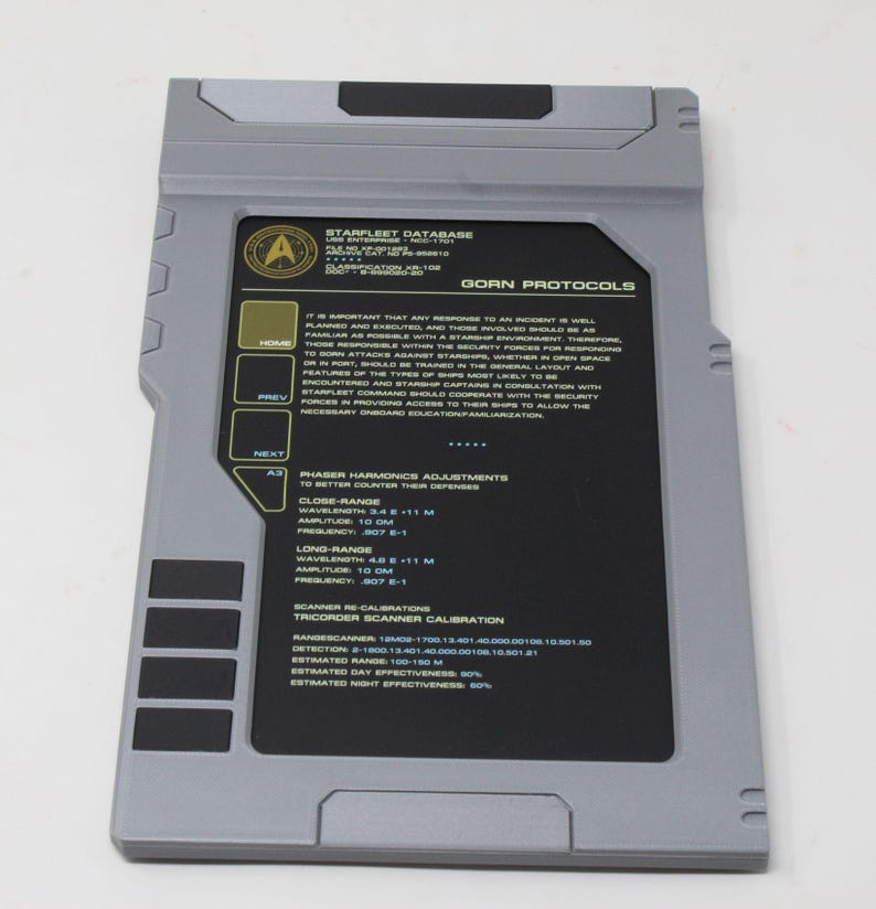 Star Trek Strange New Worlds Personal Access Display Device (PADD) Gorn ...