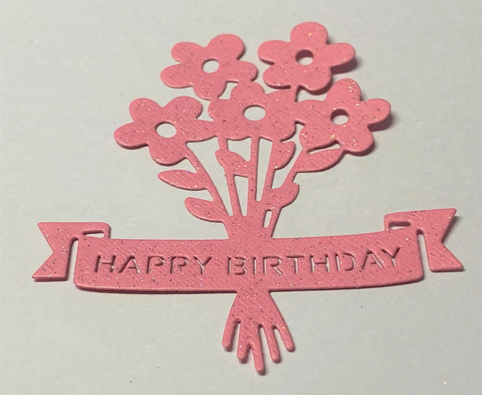 Glitter Happy Birthday Flower Bouquet Die Cuts: Card Making ...