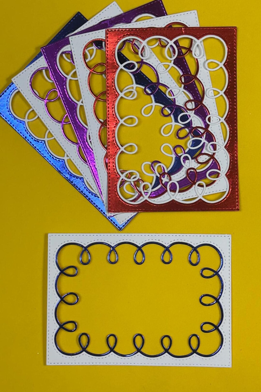 6 FOIL Scalloped Frames Cardstock Die Cuts, Paper Cuts, Foil Picture ...