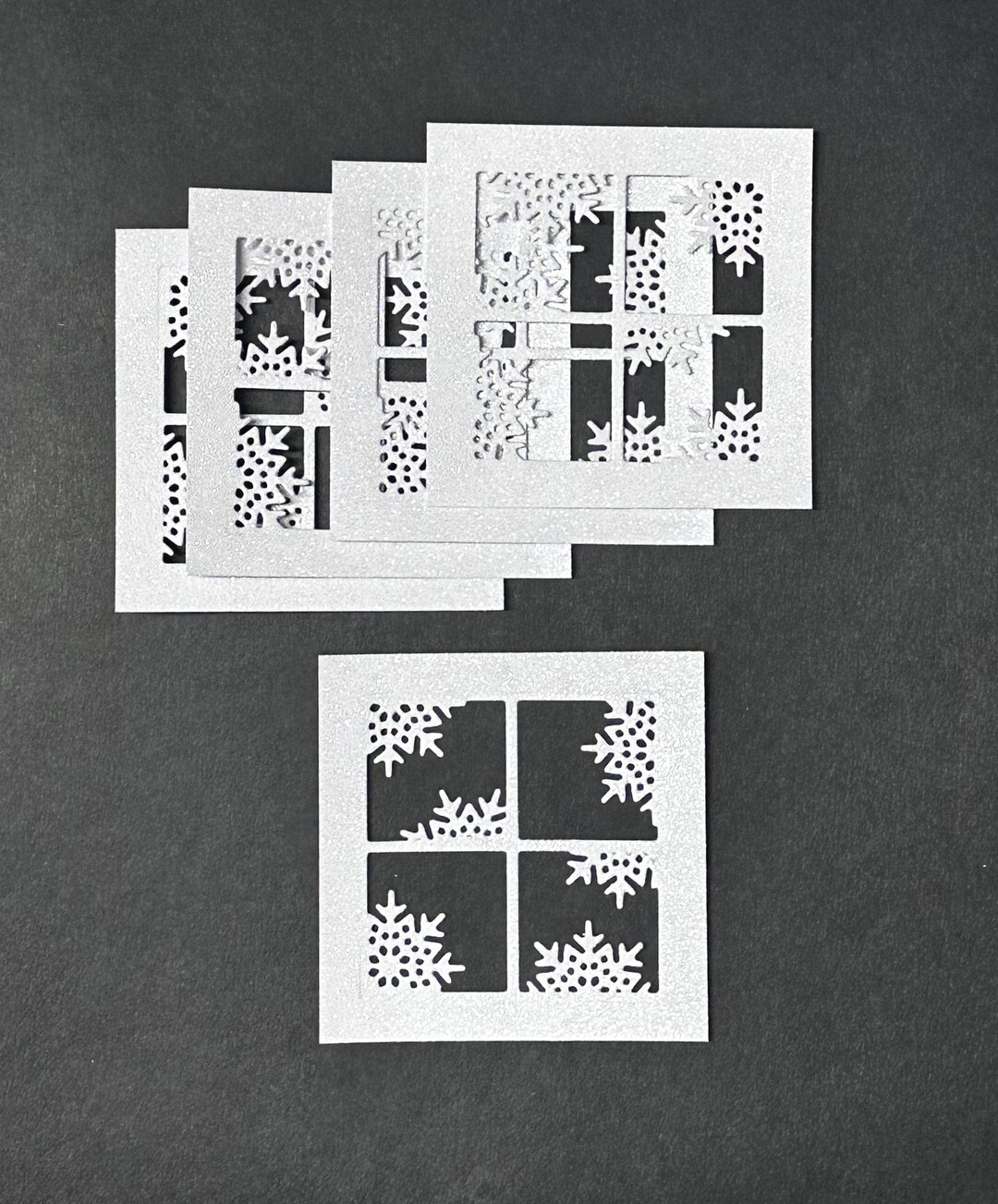 5 GLITTER Snowflake Window Frames Die Cuts, Scrapbooking ...