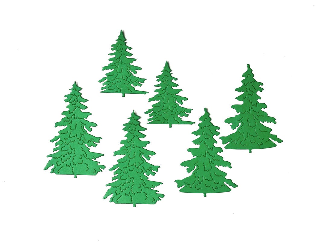 6 Pine Trees Die Cuts, Scrapbooking, Embellishments, Card Making, Paper ...