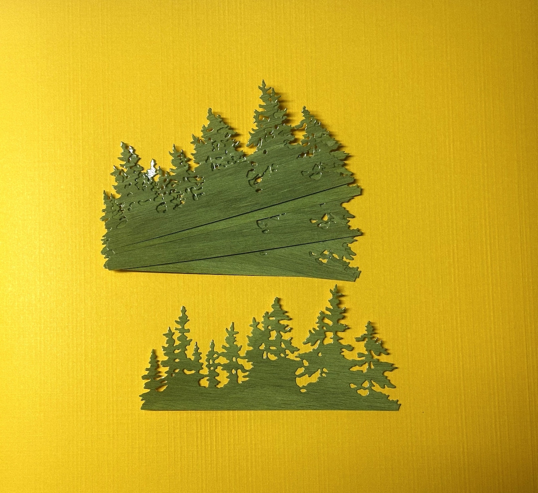 5 Detailed Pine Trees Die Cuts, Scrapbooking, Embellishments, Card ...