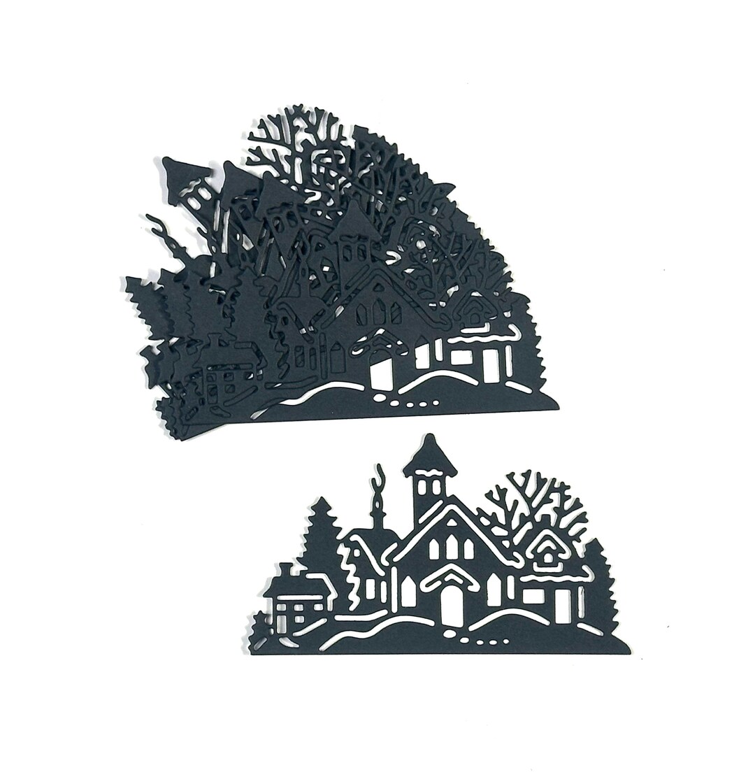 4 Winter Village Die Cuts: Church & House Paper Embellishments - Etsy