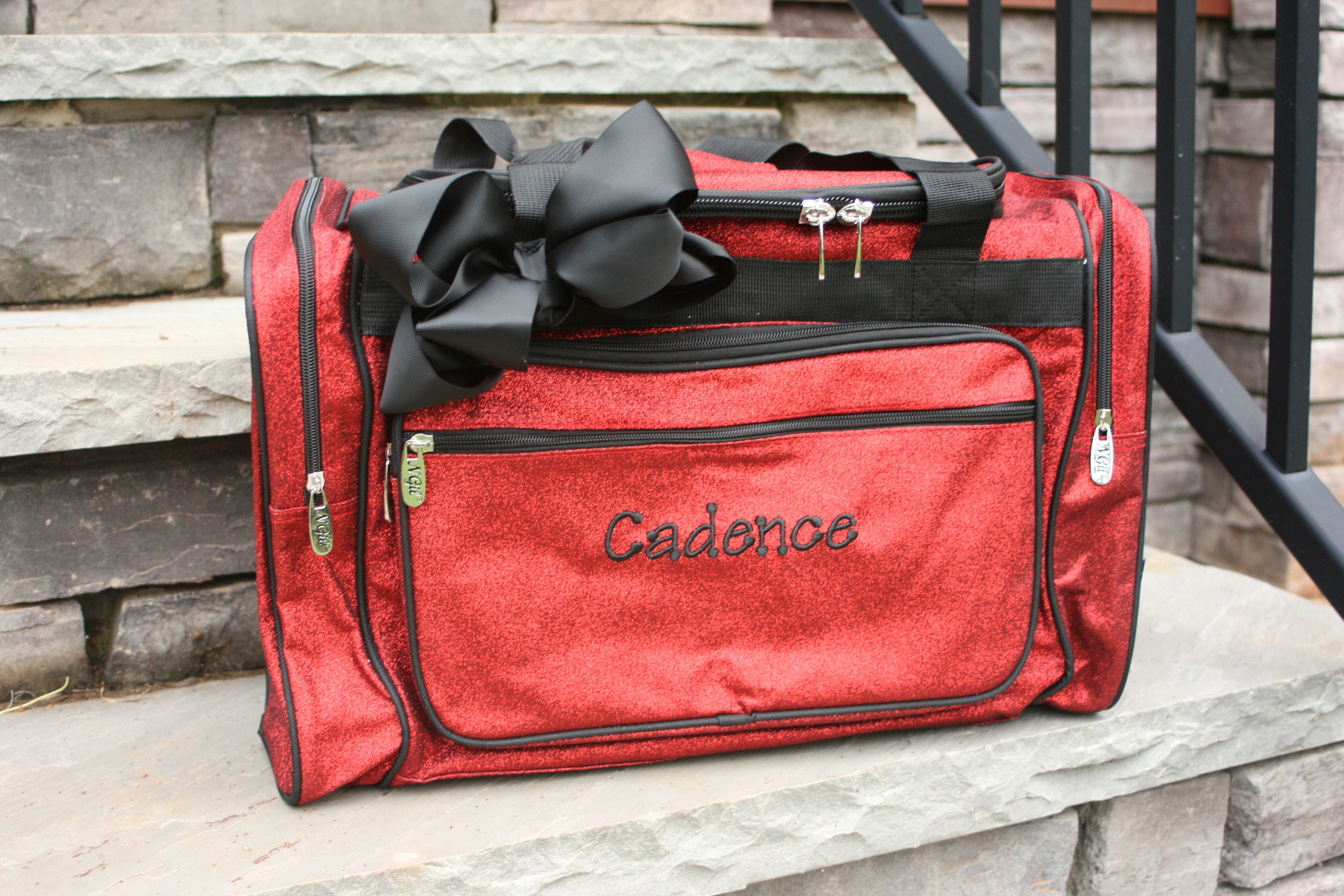 Dance Bag Red Glitter Monogrammed Cheer Duffel Ballet | Etsy